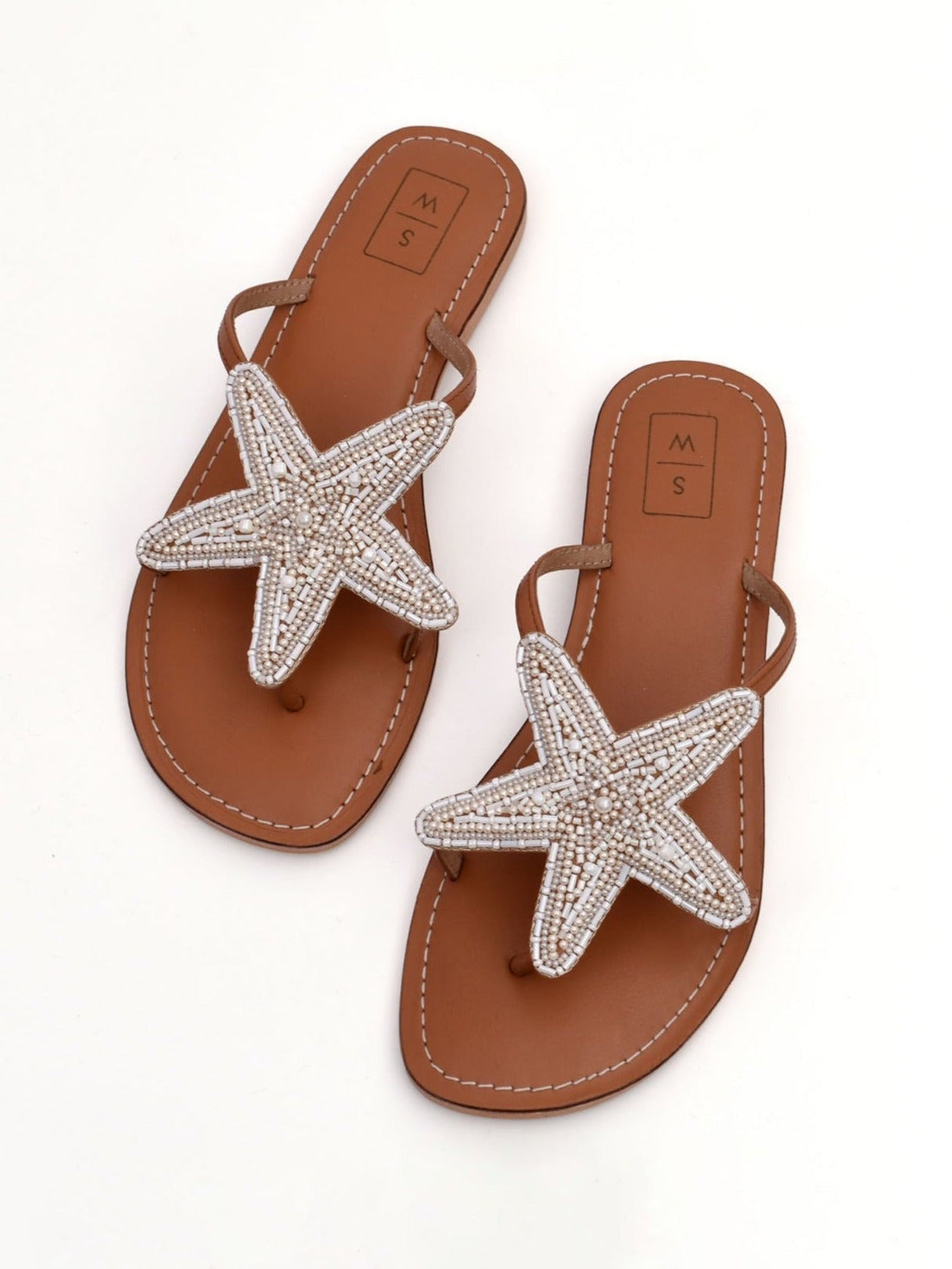 Lucy White Beaded Starfish Sandals