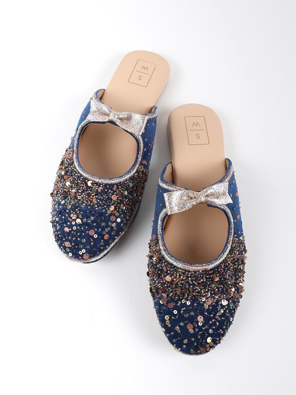 Gloria Royal Blue Velvet Bow Mules