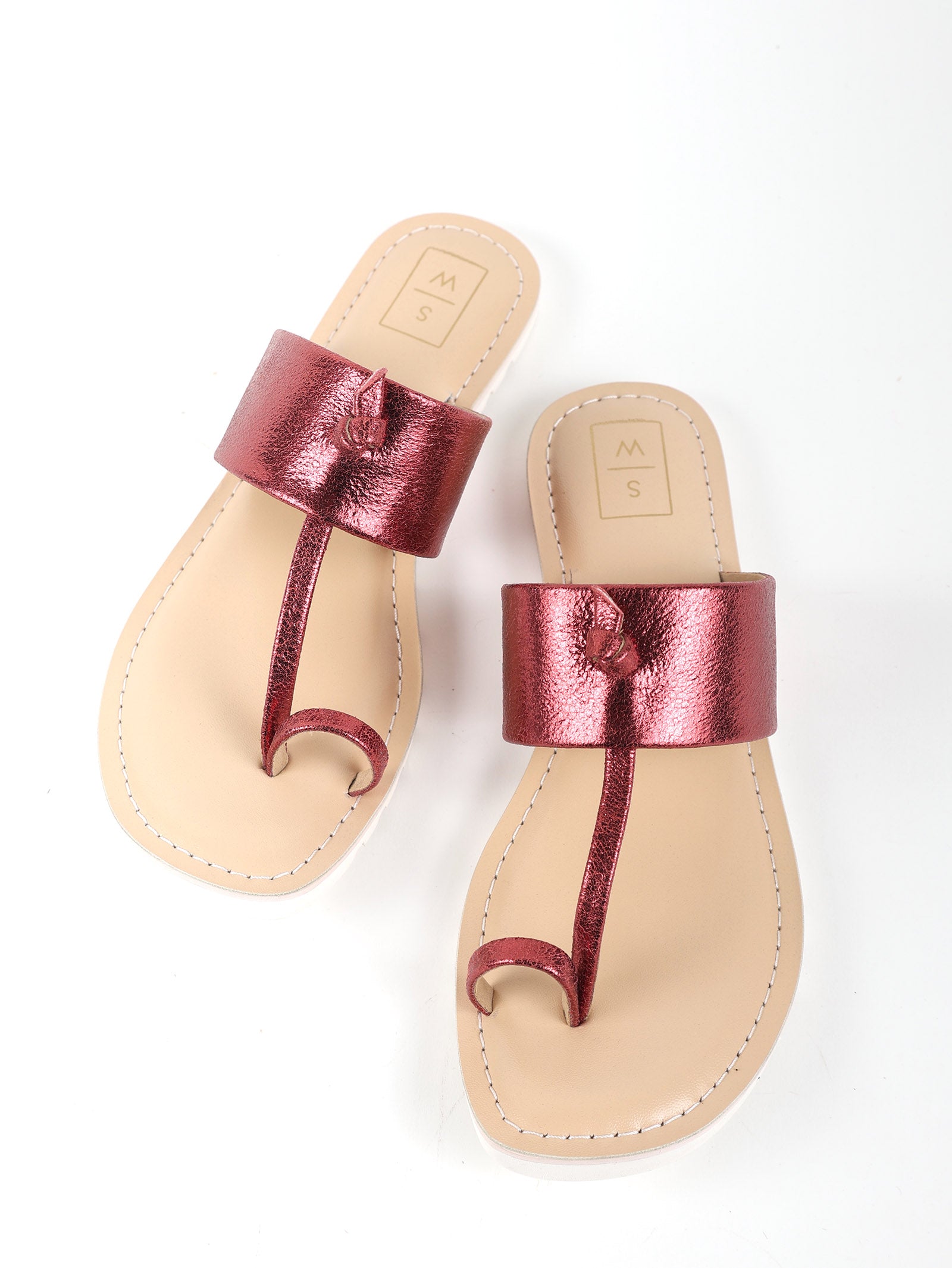 Lalli Red Metallic Flatform Sandals