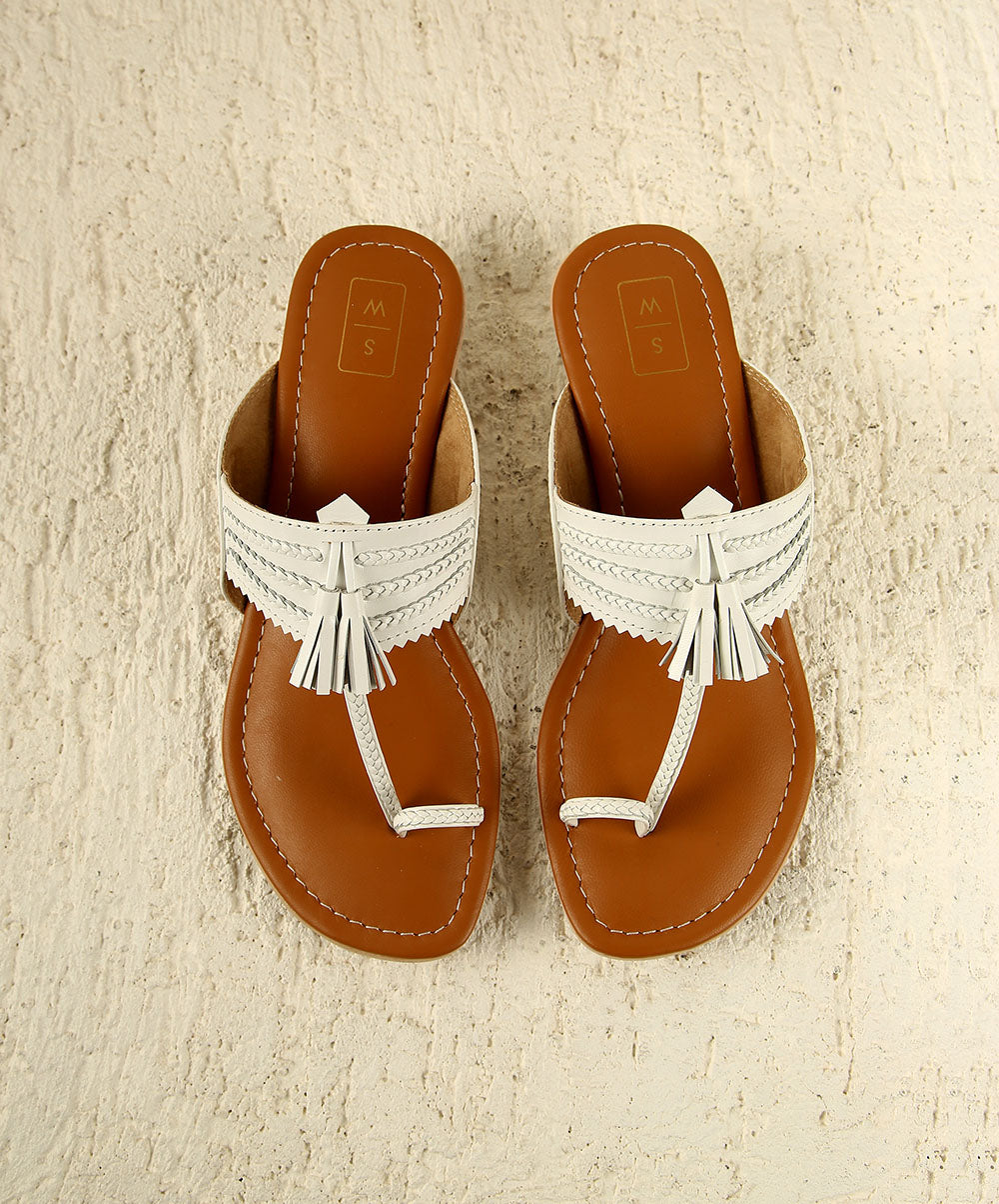 Bella White Small Heel Sandals